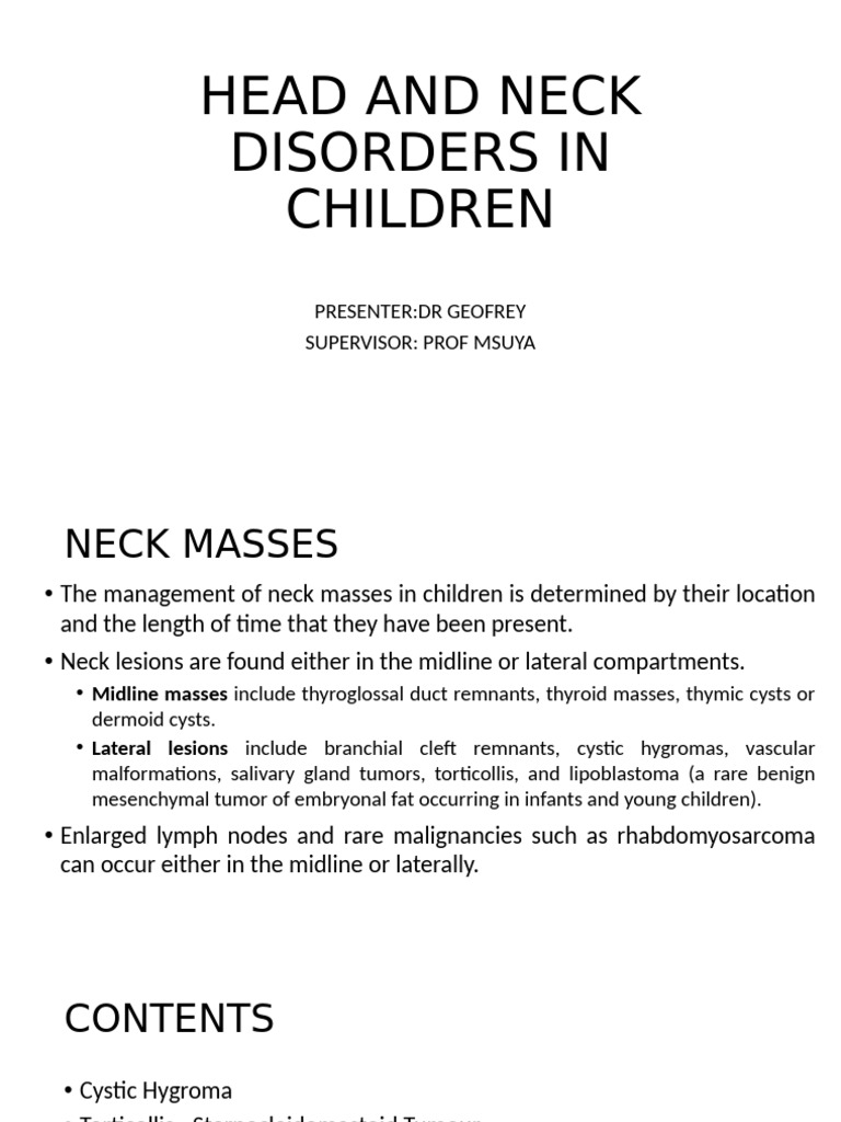 Pediatric Neck Masses and Disorders | PDF | Thyroid | Medical Specialties