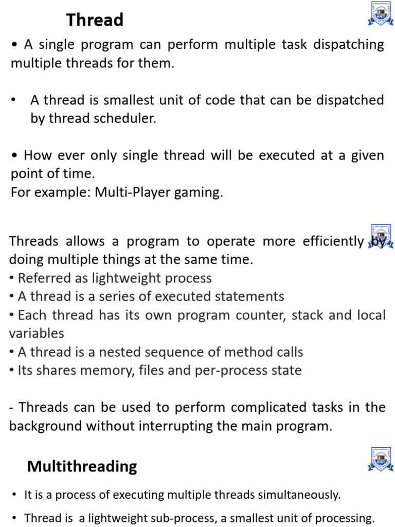 3 - Multithreading (Unit-2) | PDF | Process (Computing) | Thread (Computing)