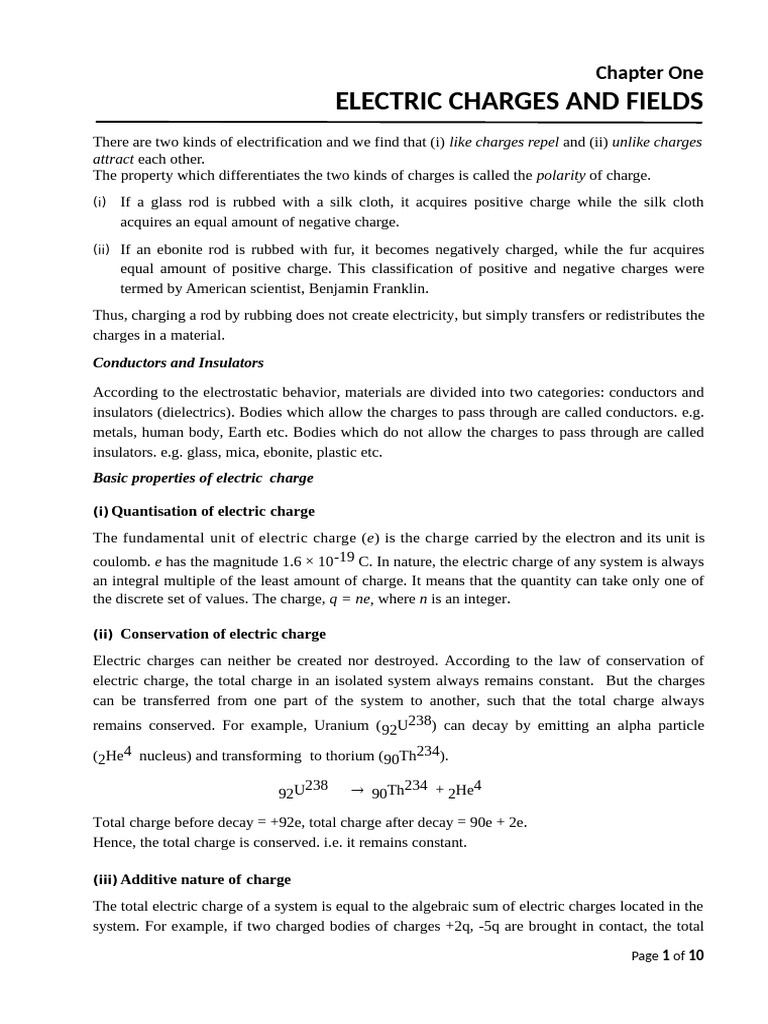 Electric Charges and Fields Explained | PDF | Electric Charge ...