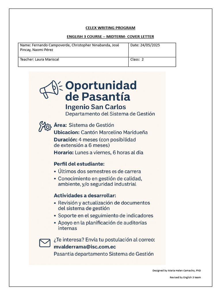 Cover Letter Structure Worksheet Laur - For Students-2 | PDF | Business