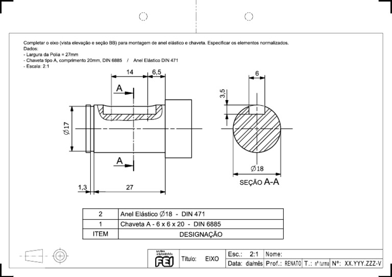 Eixo Chaveta Anel Ex6 Solucao | PDF