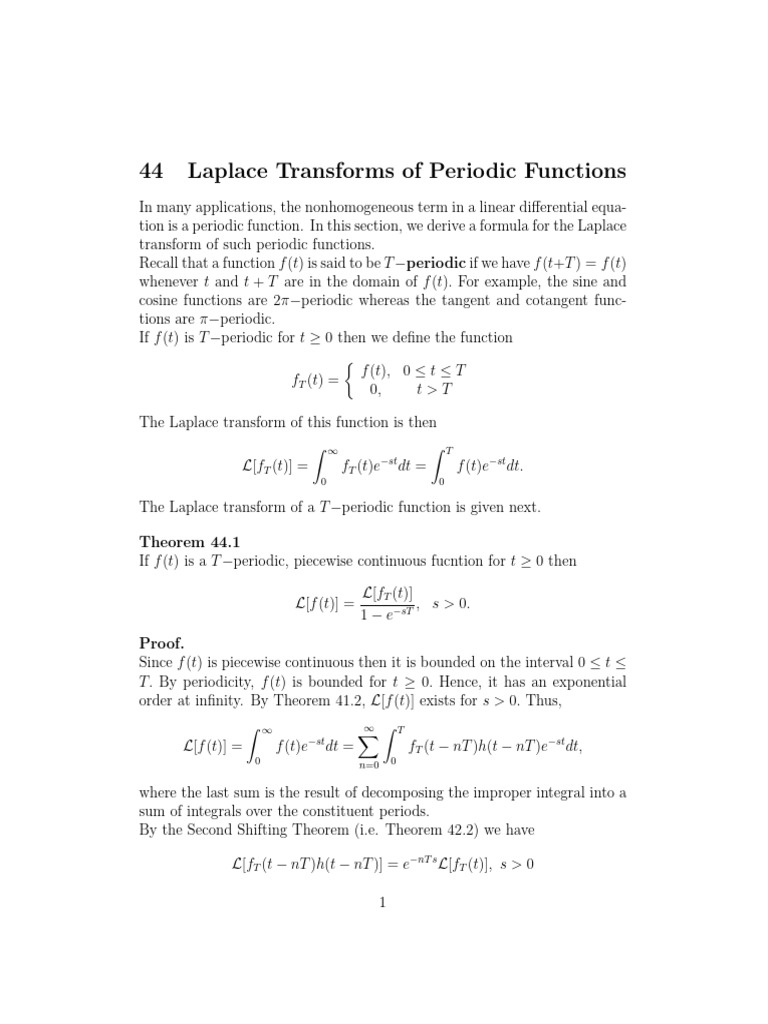 Laplace Transforms of Periodic Functions | PDF | Trigonometric ...