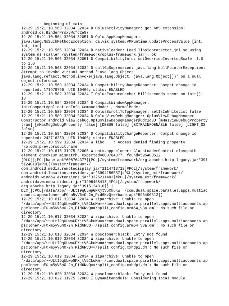 Com - Dual.space - Parallel.apps - Multiaccounts.appscloner Logcat | PDF | Software Development ...