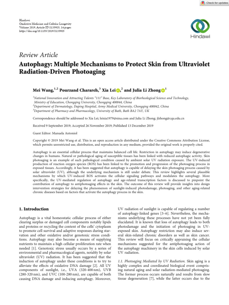 Autophagy Multiple Mechanisms To Protect Skin From Ultraviolet ...
