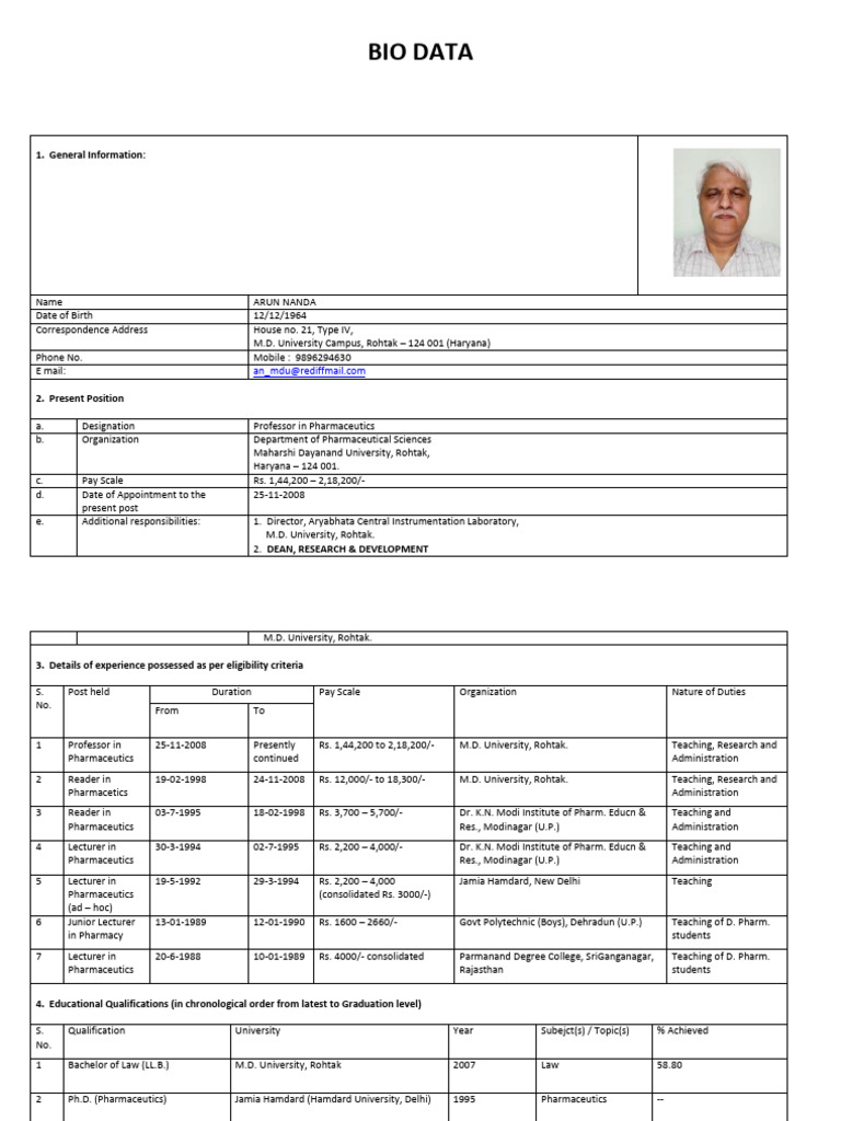 An Full Biodata Oct 2023 | PDF | Medical Treatments | Pharmacy