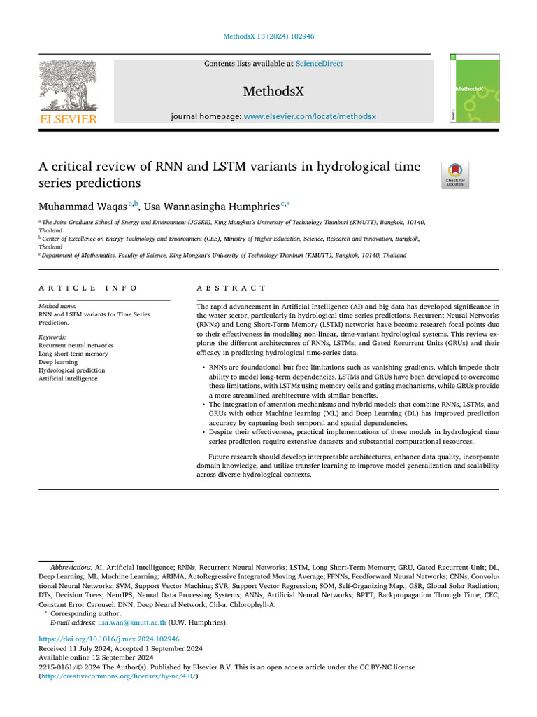A Critical Review of RNN and LSTM Variants in Hydrological Time | PDF | Deep Learning | Applied ...