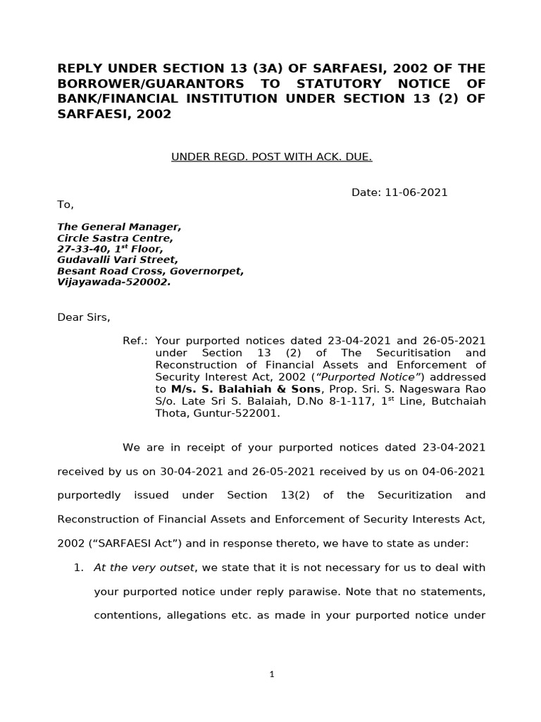 Draft Notice Relpy-On 13 June 2021 | PDF | Overdraft | Debits And Credits