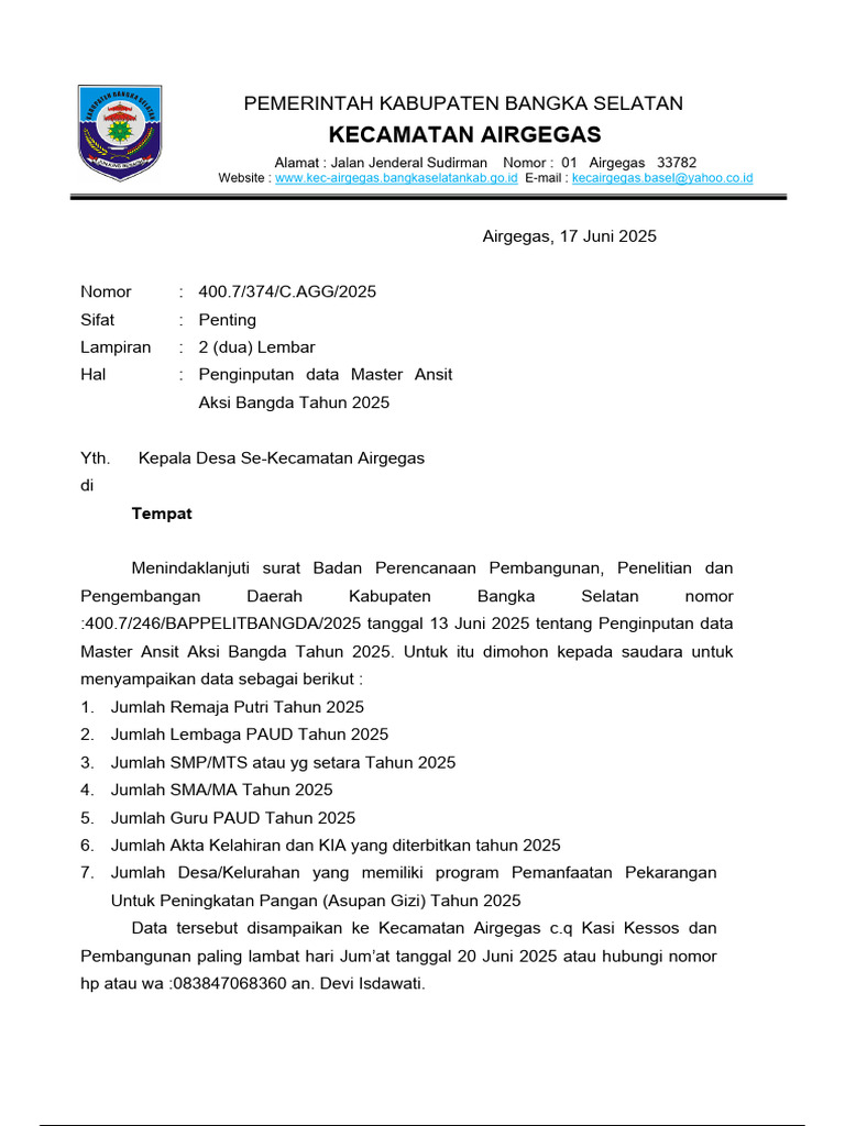 Surat Dinas Devi, 17-06-2025 | PDF