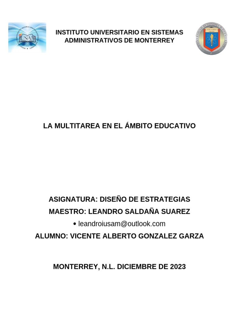 Pauta 2 La Multitarea | PDF | Gestión del tiempo | Habilidades profesionales