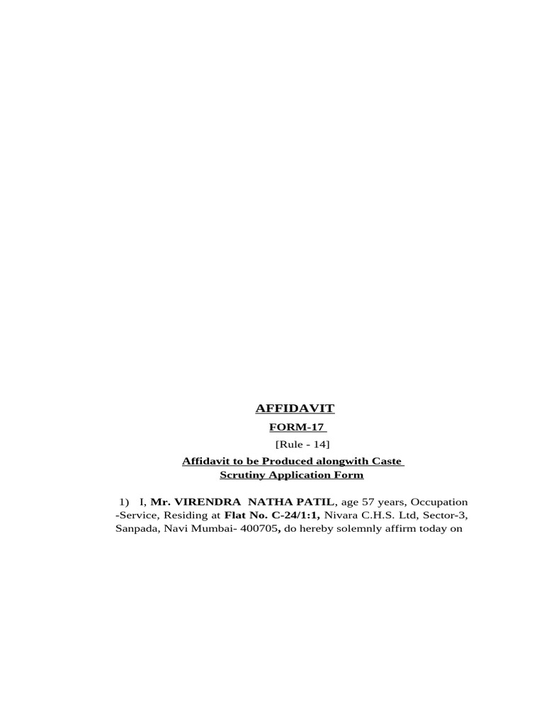 Caste Affidavit Patil 3 & 17 | PDF | Affidavit | Justice