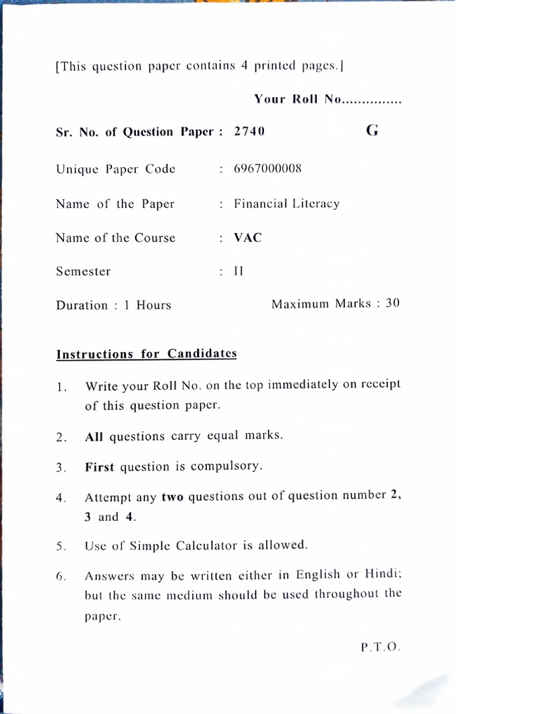 Financial Literacy Pyq 2 | PDF | Payments | Taxes