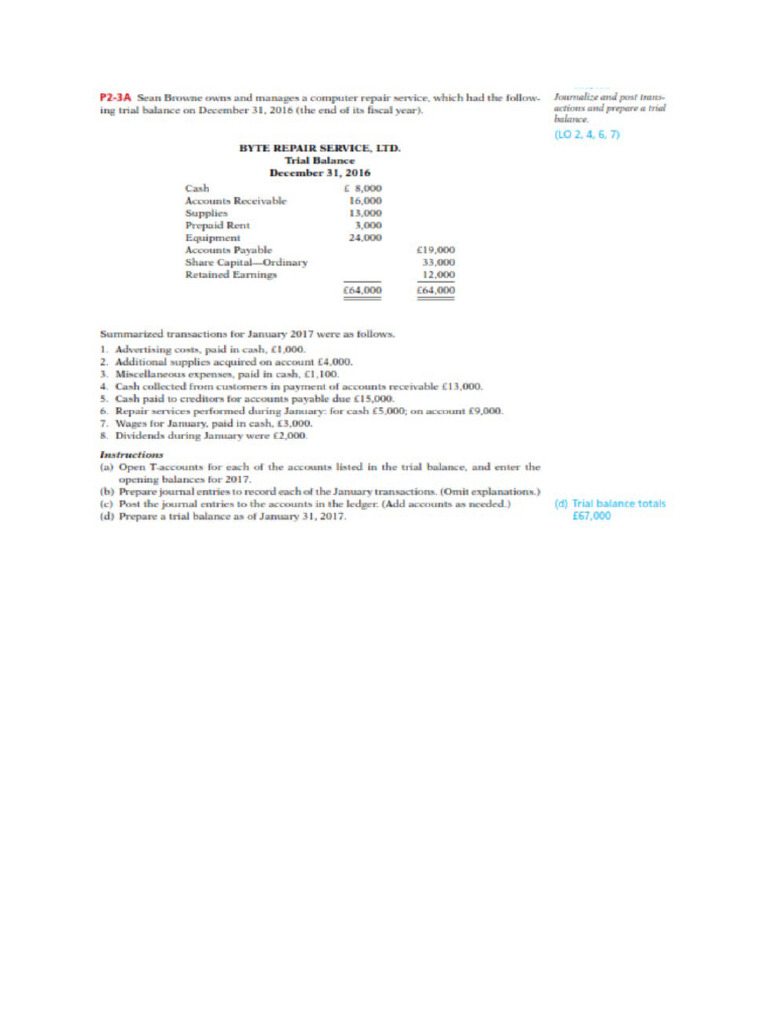 Problem 2-3 Trial Balance | PDF