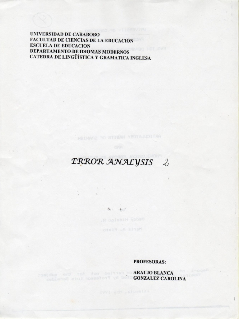Error Analysis | PDF