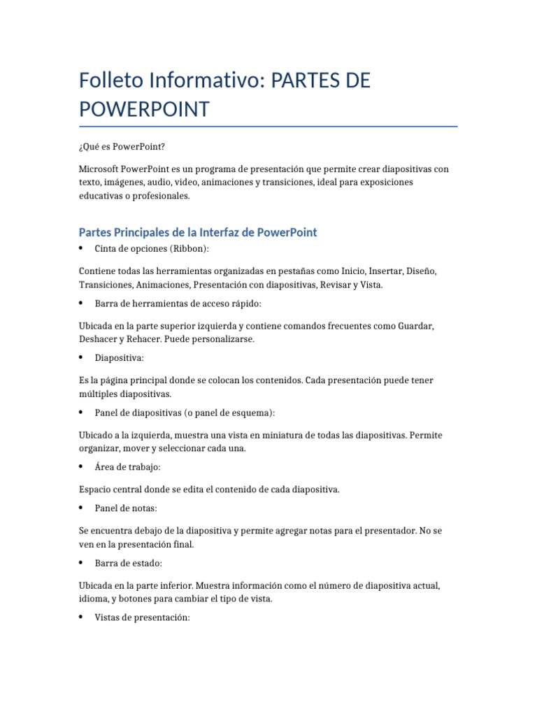 Folleto Partes de PowerPoint | PDF