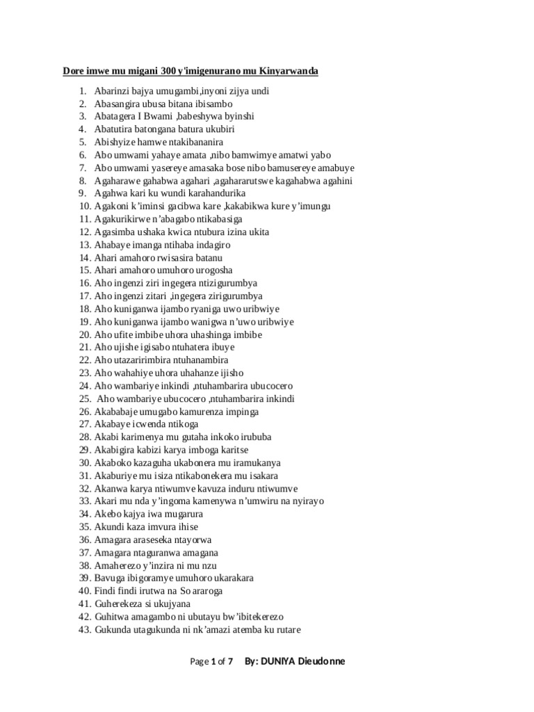 Imigani Y'imigenurano 123555 | PDF | Indigenous Peoples Of The ...