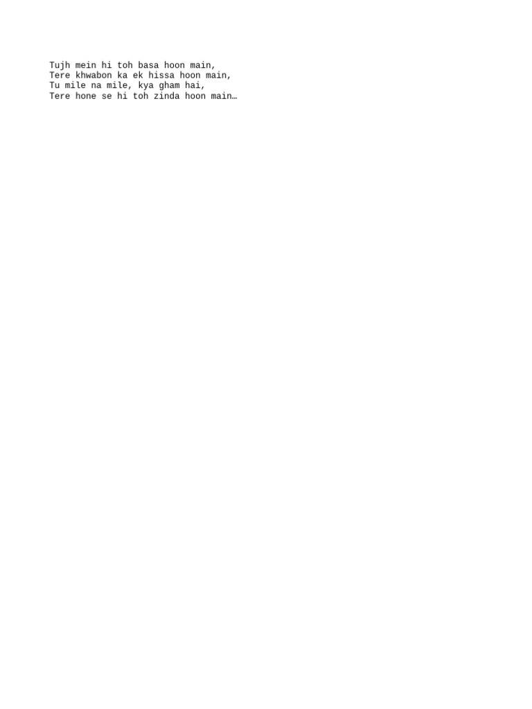 Tujh Mein Hi Toh Basa Hoon Lyrics Snippet | PDF