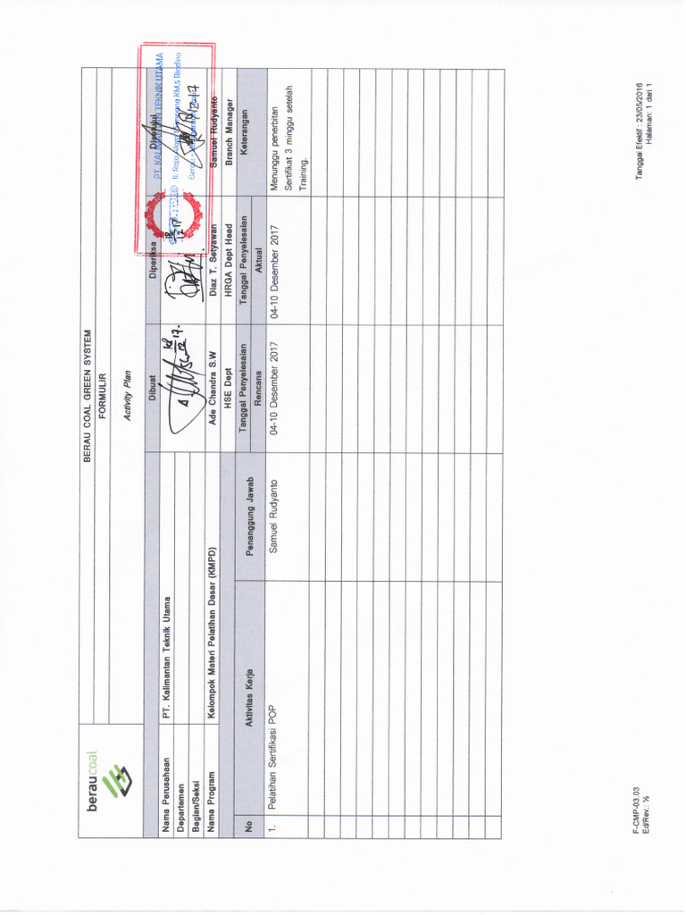 Actifity Plan POP | PDF