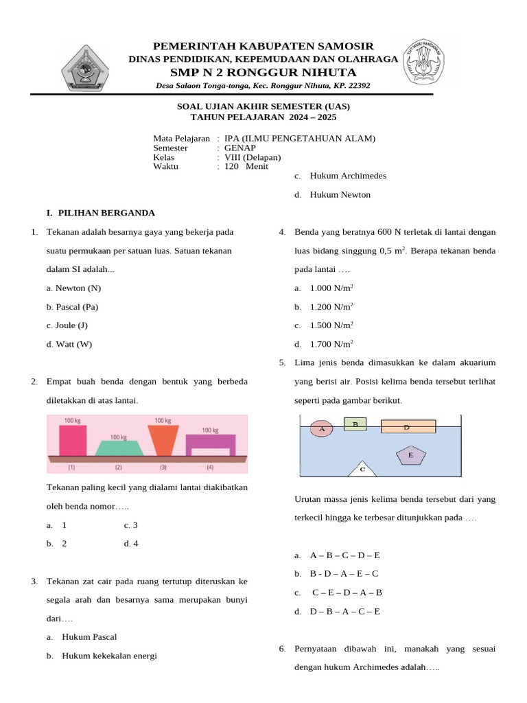 SOAL Sem IPA 8 Genap 24-25 - Kirim | PDF