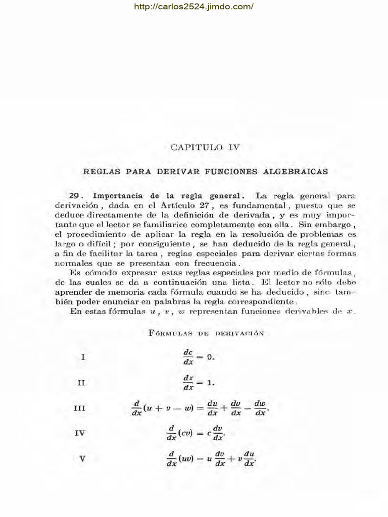 04 Reglas para Derivar Funciones Algebraicas | PDF | Derivado | Ecuaciones