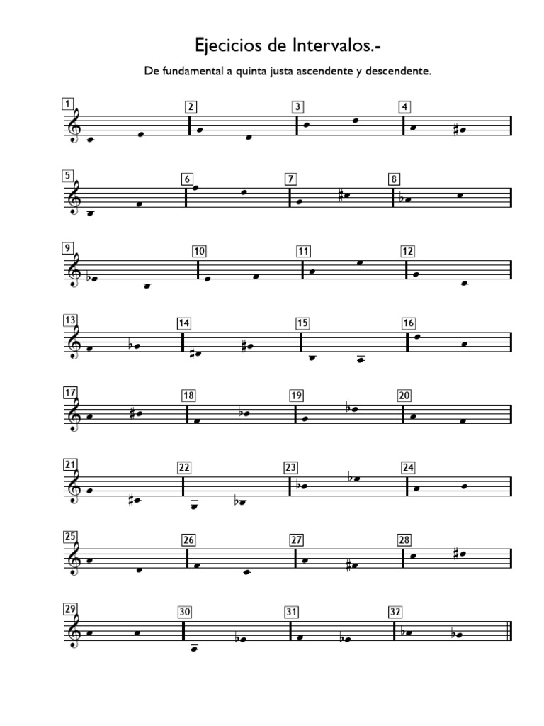 Ejercicios de Intervalos Escritos | PDF