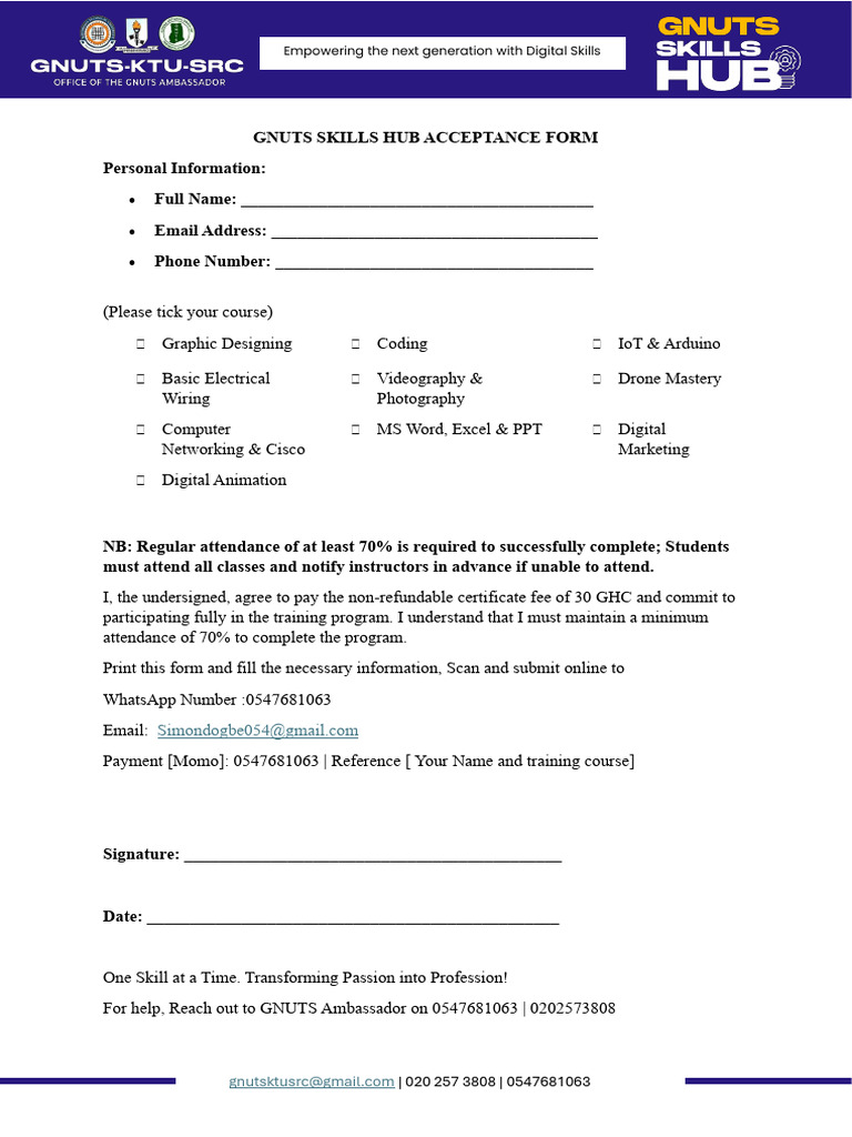 1.gnuts Skills Hub Acceptance Form | PDF