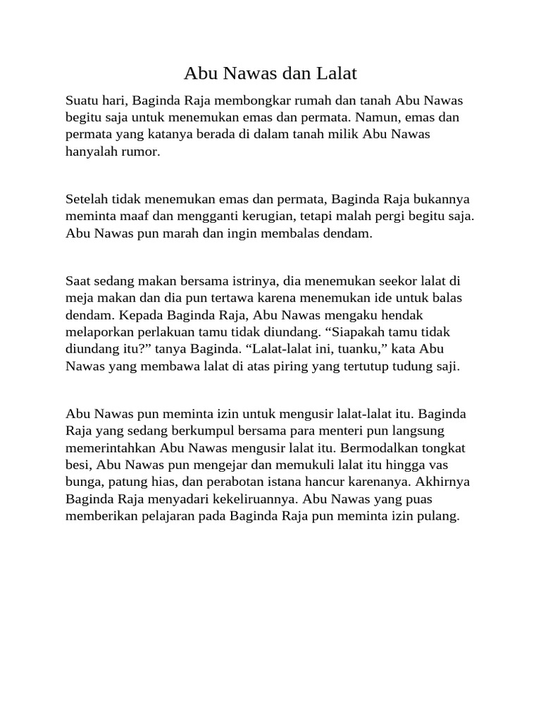 Abu Nawas Dan Lalat | PDF Abu Nawas Dan Lalat | PDF