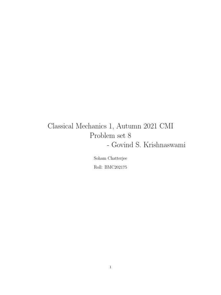 Classical Mechanics P8 | PDF | Mathematical Physics | Mechanics