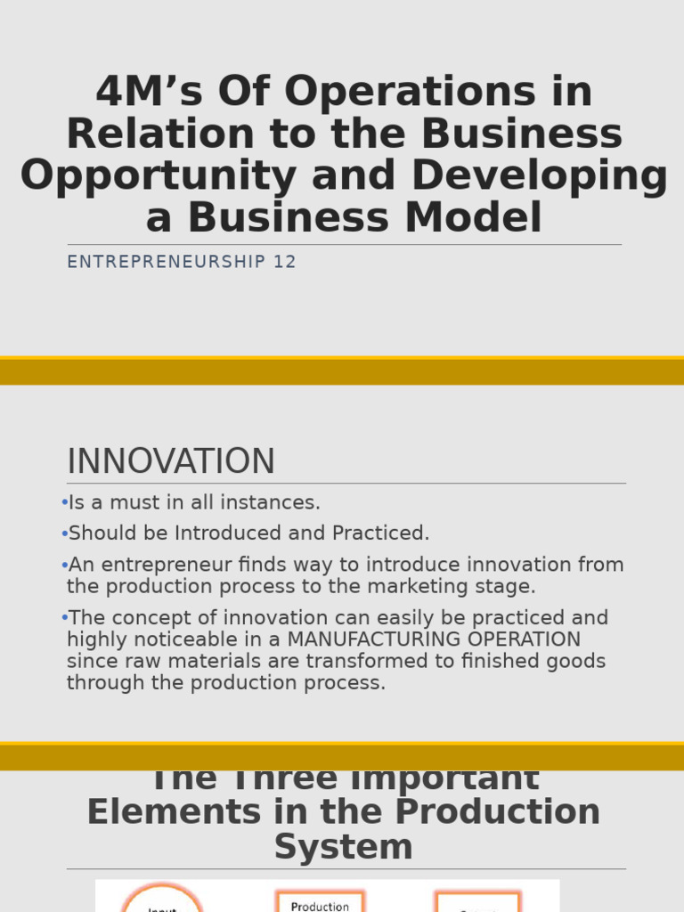 4M's of Operations in Relation To The Business 7 | PDF | Business Model ...