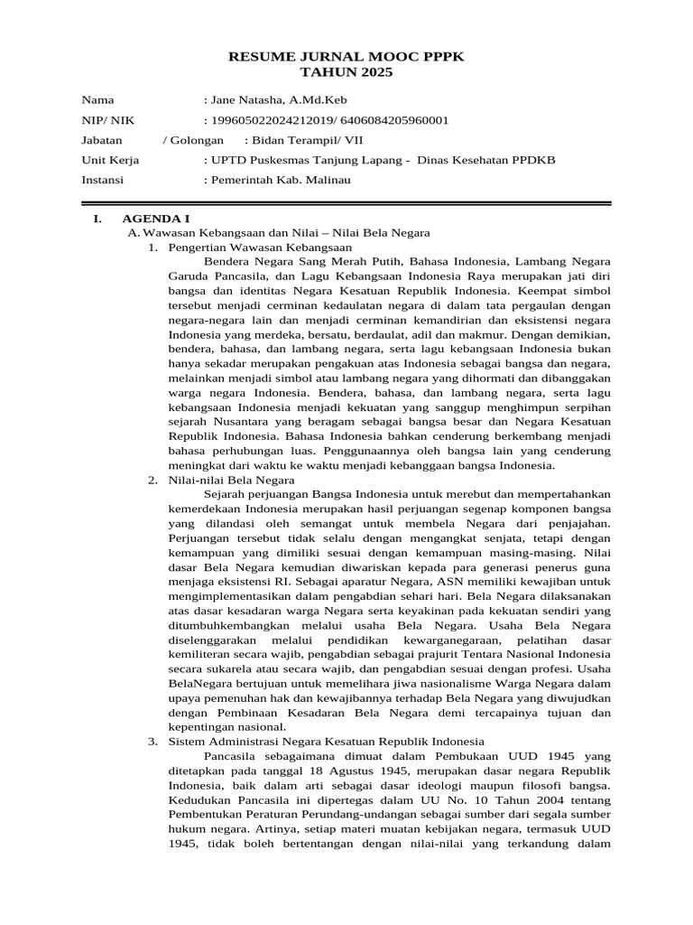 Resume Jurnal Mooc PPPK Tahun 2025 | PDF