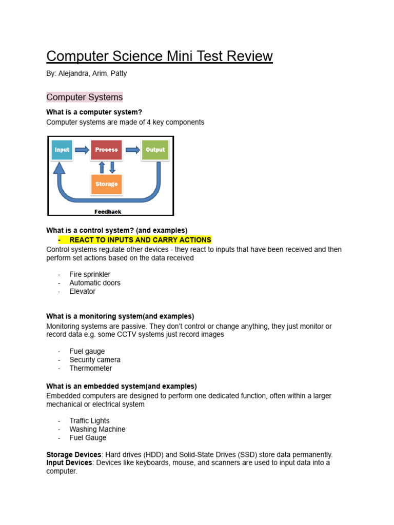 Computer Science Mini Test Review - IGCSE | PDF | Computer Network ...