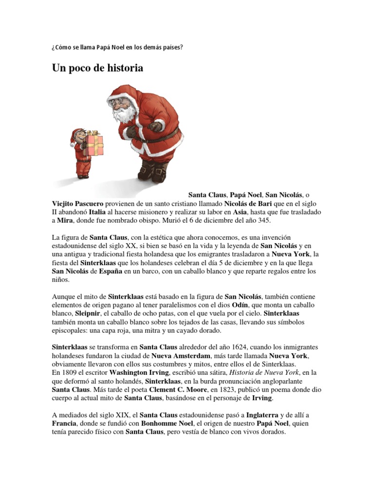 Nombres de Papá Noel en el mundo | PDF | Papá Noel | Santos cristianos