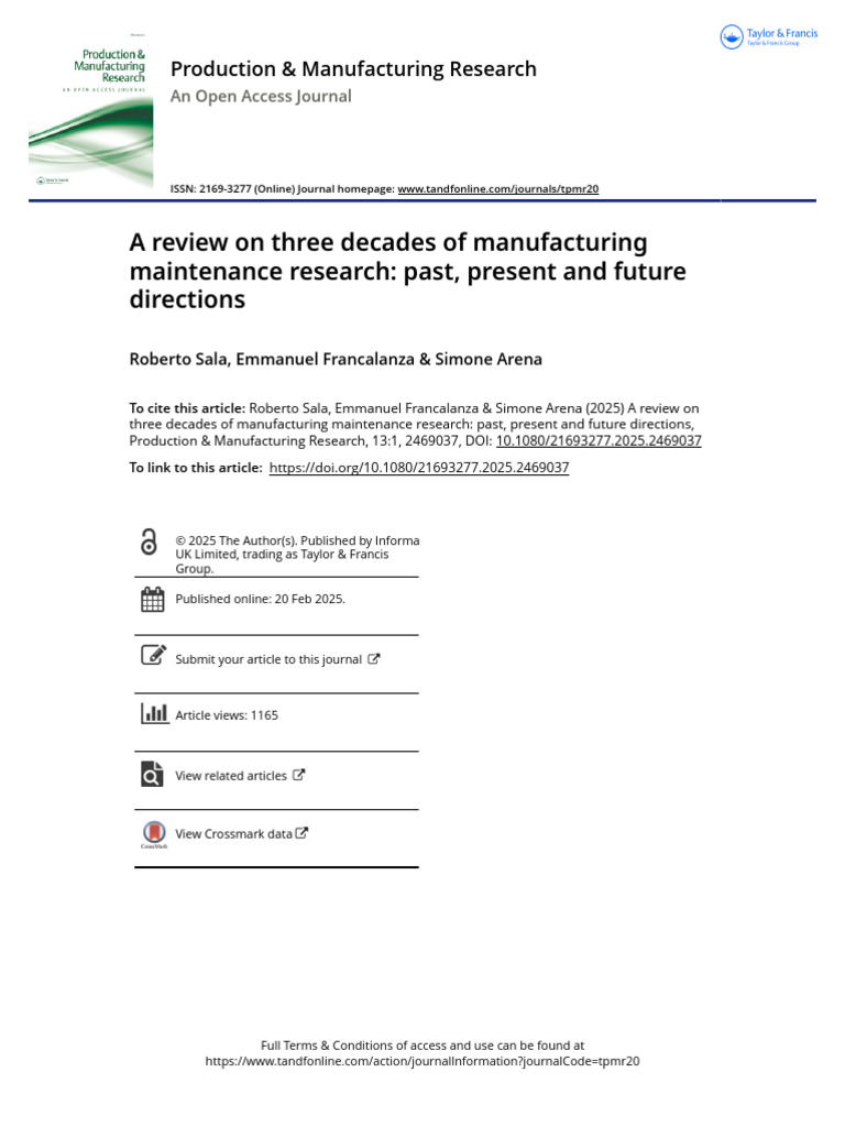 A Review On Three Decades of Manufacturing Maintenance Research Past ...