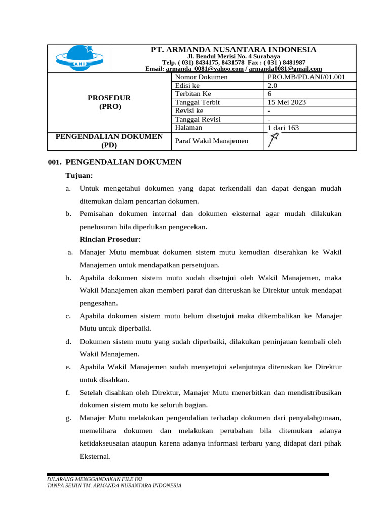 Dokumen Prosedur Baru | PDF