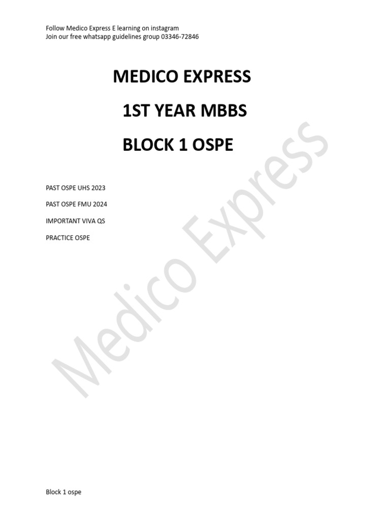 Block 1 Opse by Medico Express - 1st Year Mbbs | PDF | Epithelium | Lymphatic System