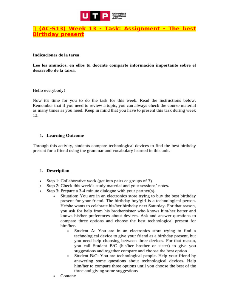 ? (AC-S13) Week 13 - Task Assignment - The Best Birthday Present ...