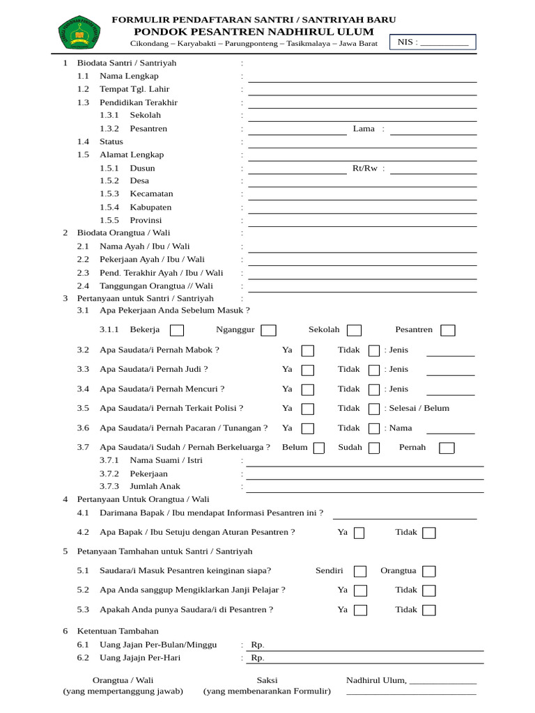 Formulir Pendaftaran | PDF