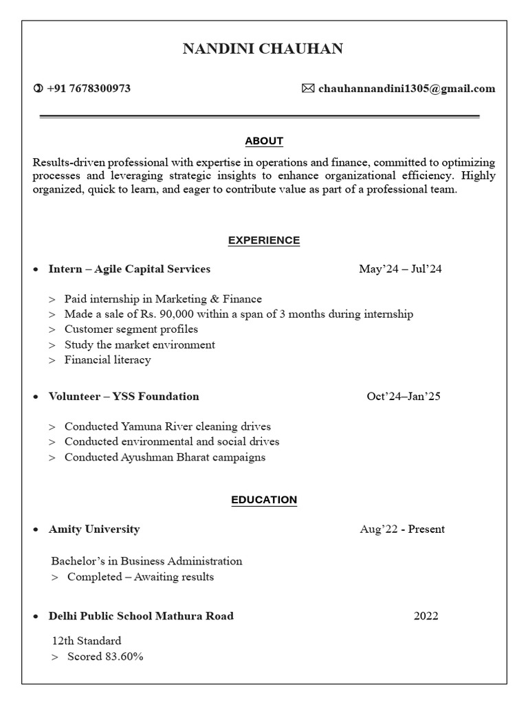 Nandini Chauhan - Resume | PDF