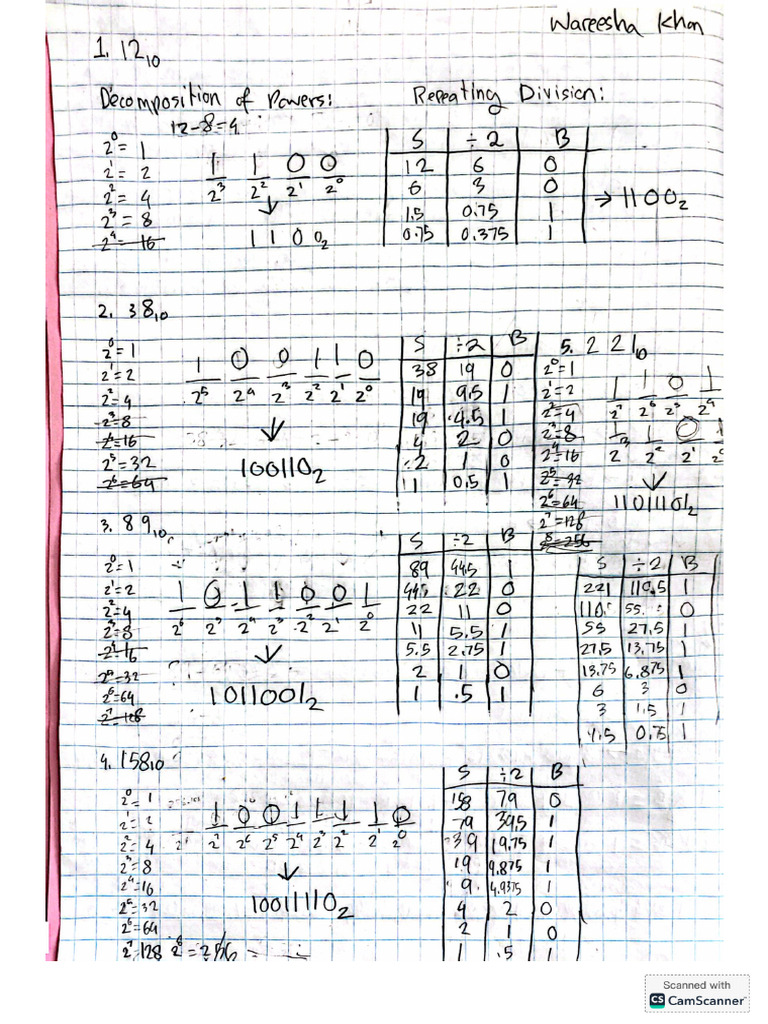 Decimal To Binary Period 3 Wareesha Khan | PDF