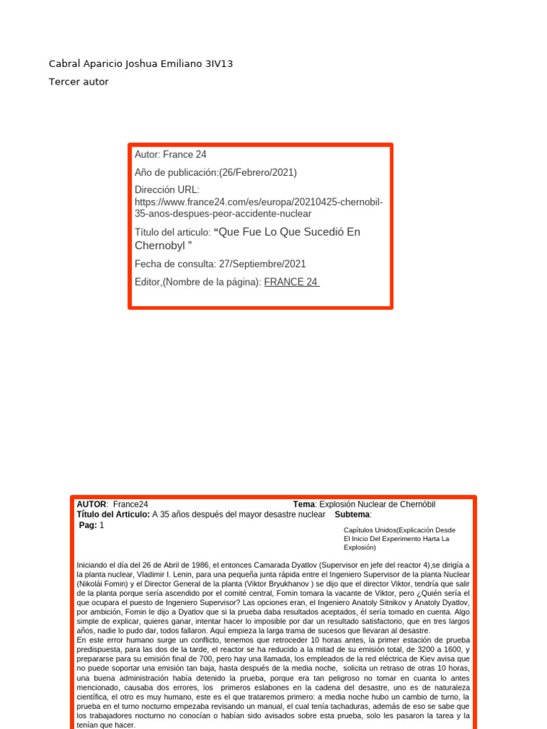 Cabral Aparicio Joshua Emiliano 3IV13 | PDF | Energía nuclear ...