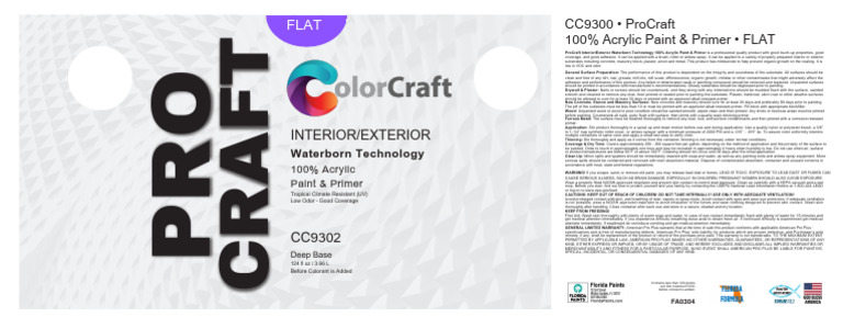 Color Craft Pro Craft 1gal Deep Flat - PDF - 20250522 - 155716 - 0000 ...