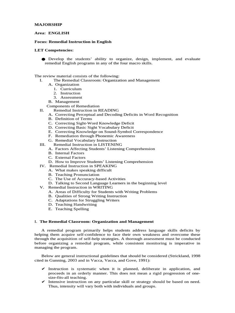 Remedial English Instruction | PDF | Syllable | Phonics