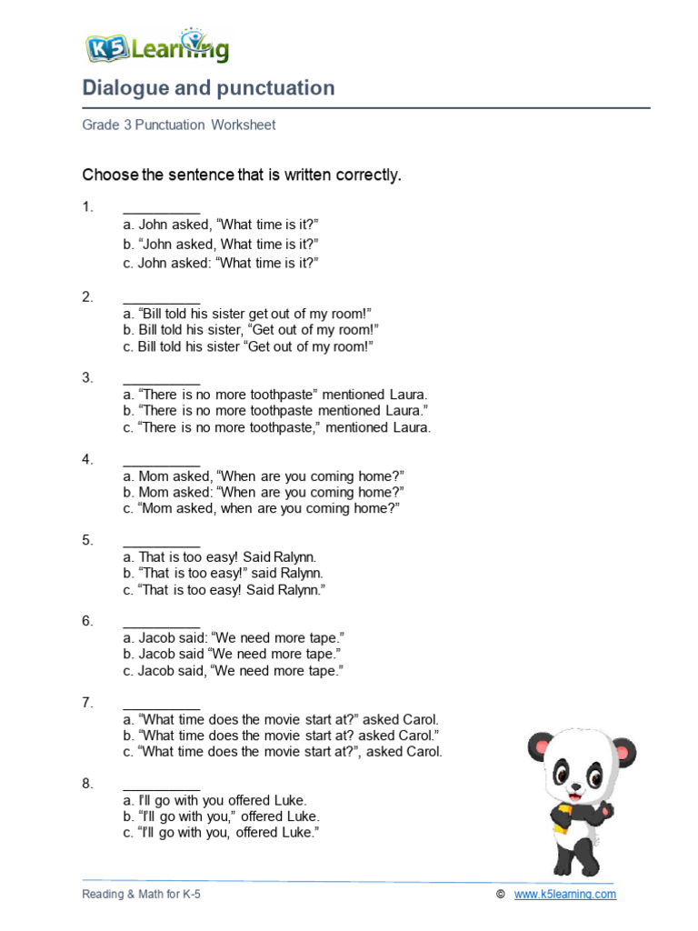 Grade 3 Punctuation Dialogue A | PDF | Chess Theory | Chess