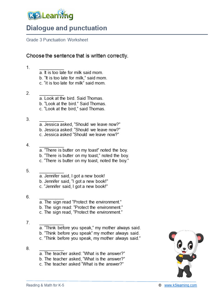 Grade 3 Punctuation Dialogue B | PDF | Chess Openings | Chess