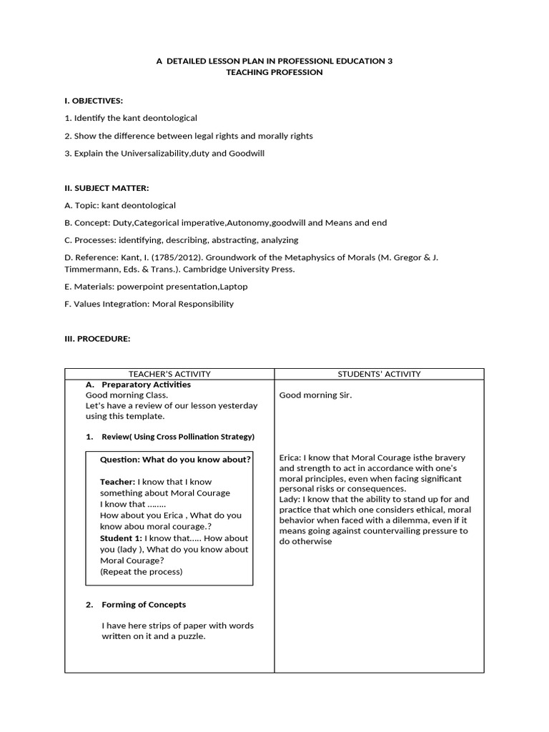 A Detailed Lesson Plan Prof Ed 1 | PDF | Reinforcement | Behaviorism
