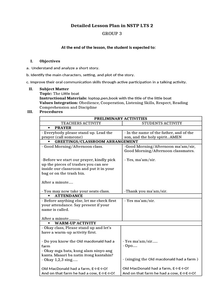 Detailed Lesson Plan in NSTP LTS 1 | PDF | Old Mac Donald Had A Farm