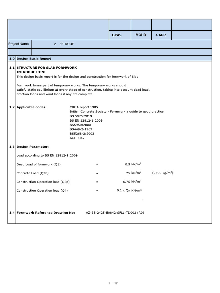 Design Report for Slab Formwork | PDF | Scaffolding | Architectural Design