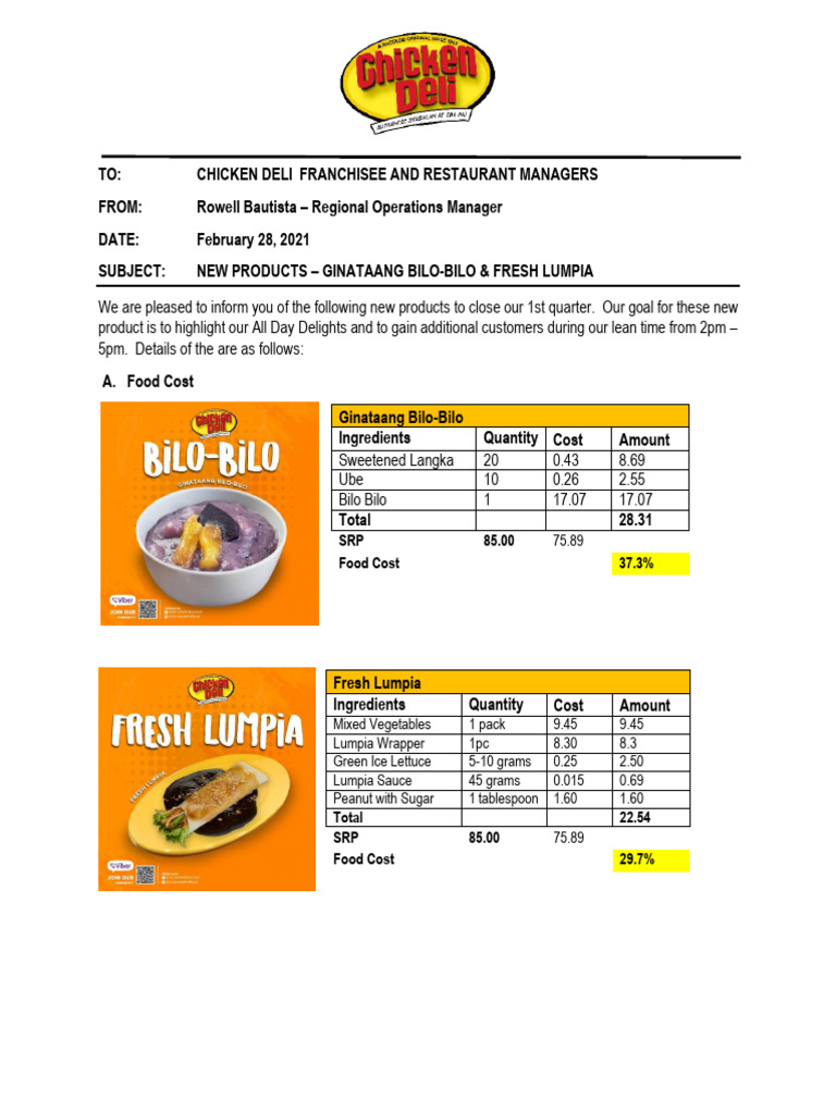New Product - Ginataang Bilo-Bilo & Fresh Lumpia | PDF | Food And Drink ...