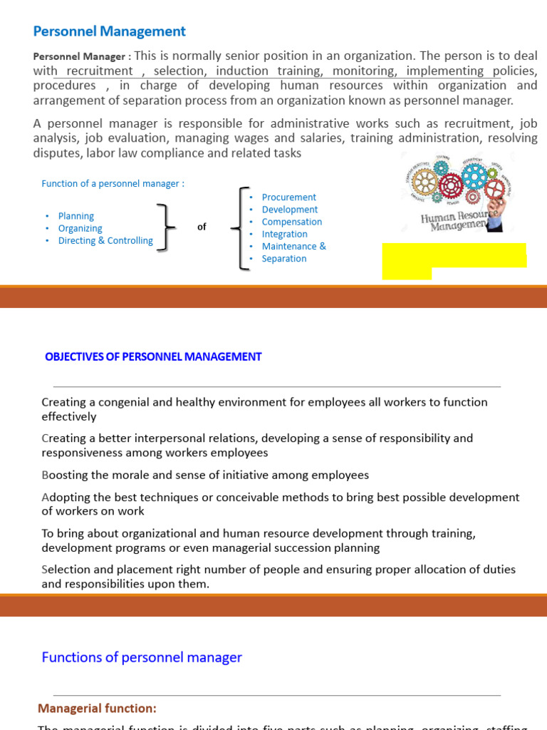 Personnel Management Functions Explained | PDF | Human Resources ...
