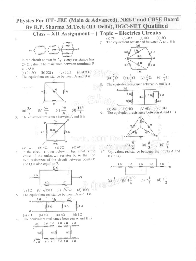 CLASS XII ASSIGNMENT 1 ELECTRIC CIRCUIT[1] | PDF