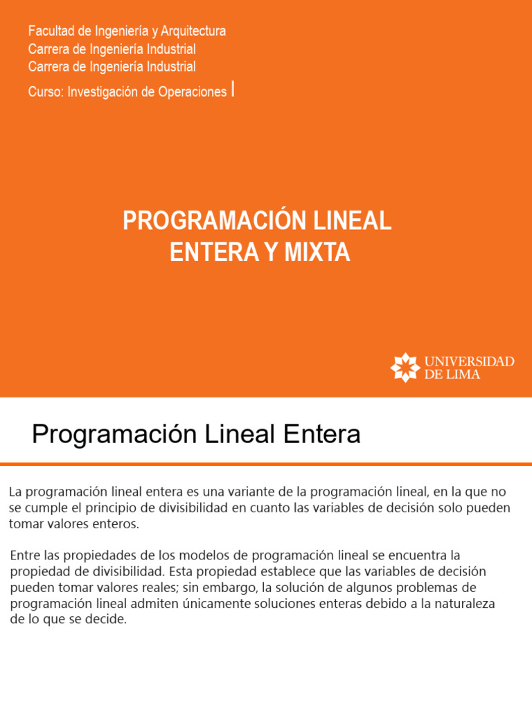 Modelo de Programacion Entera | PDF | Programación lineal | Análisis matemático